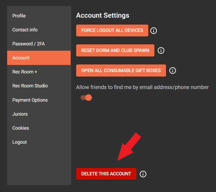 Deleting a Rec Room Account – Rec Room Help Center